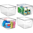 Plastic Storage Bins With lids – Perfect Kitchen Fridge Organizer ...
