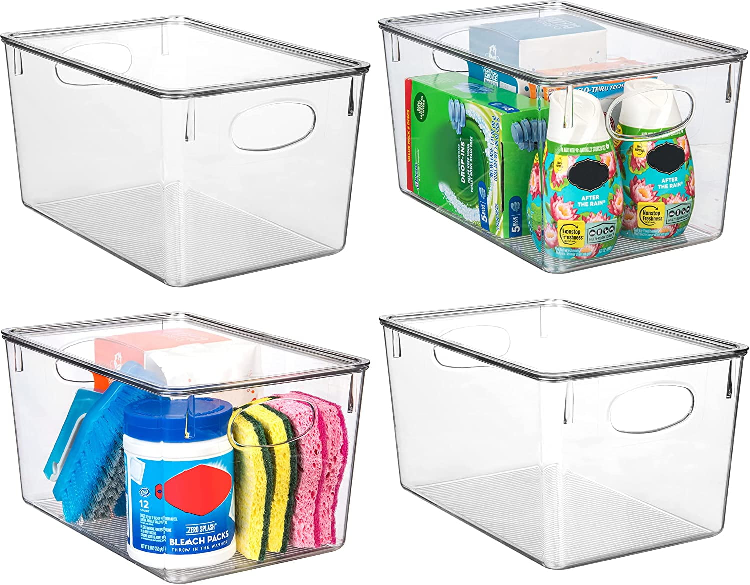 Plastic Storage Bins With lids, 4 Pack – Perfect Pantry Organization ...