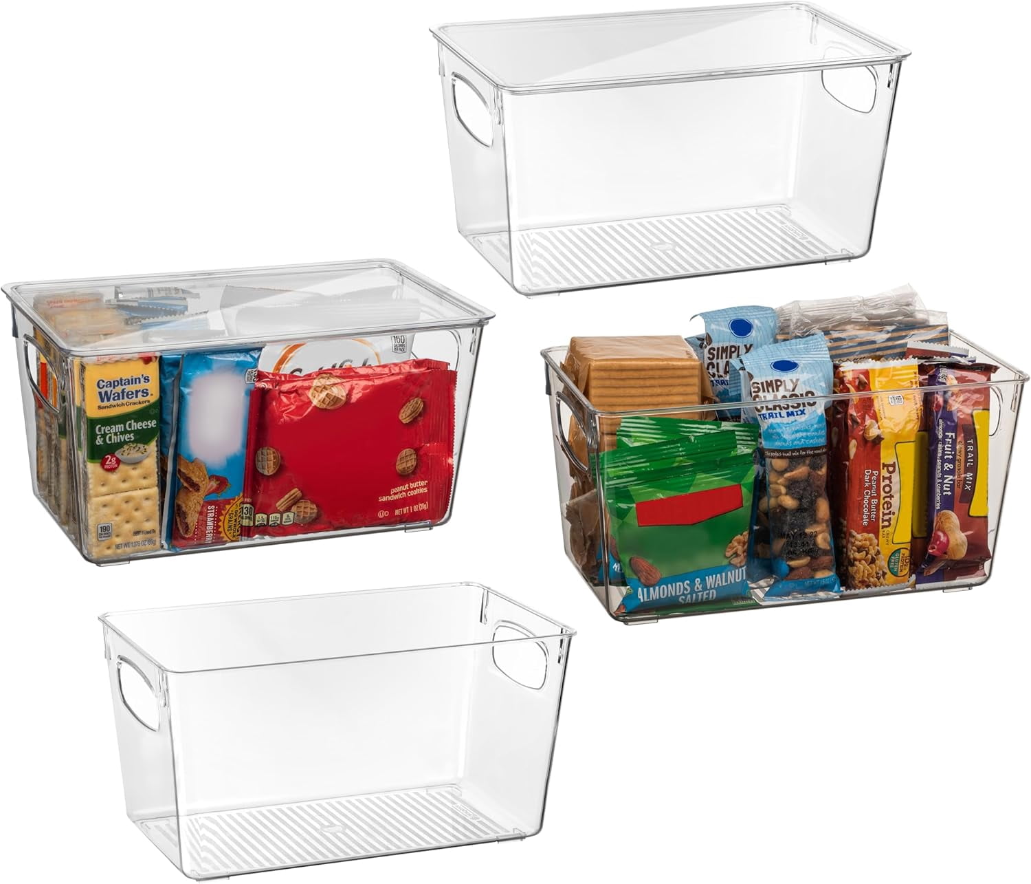 Plastic Storage Bins With lids, 4 Pack – Perfect Pantry Organization ...