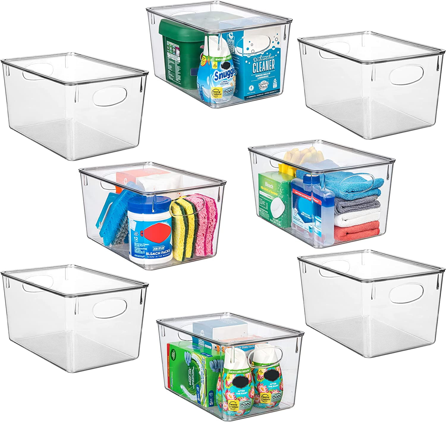 Plastic Storage Bins With lids, 8 Pack – Perfect Pantry Organization ...