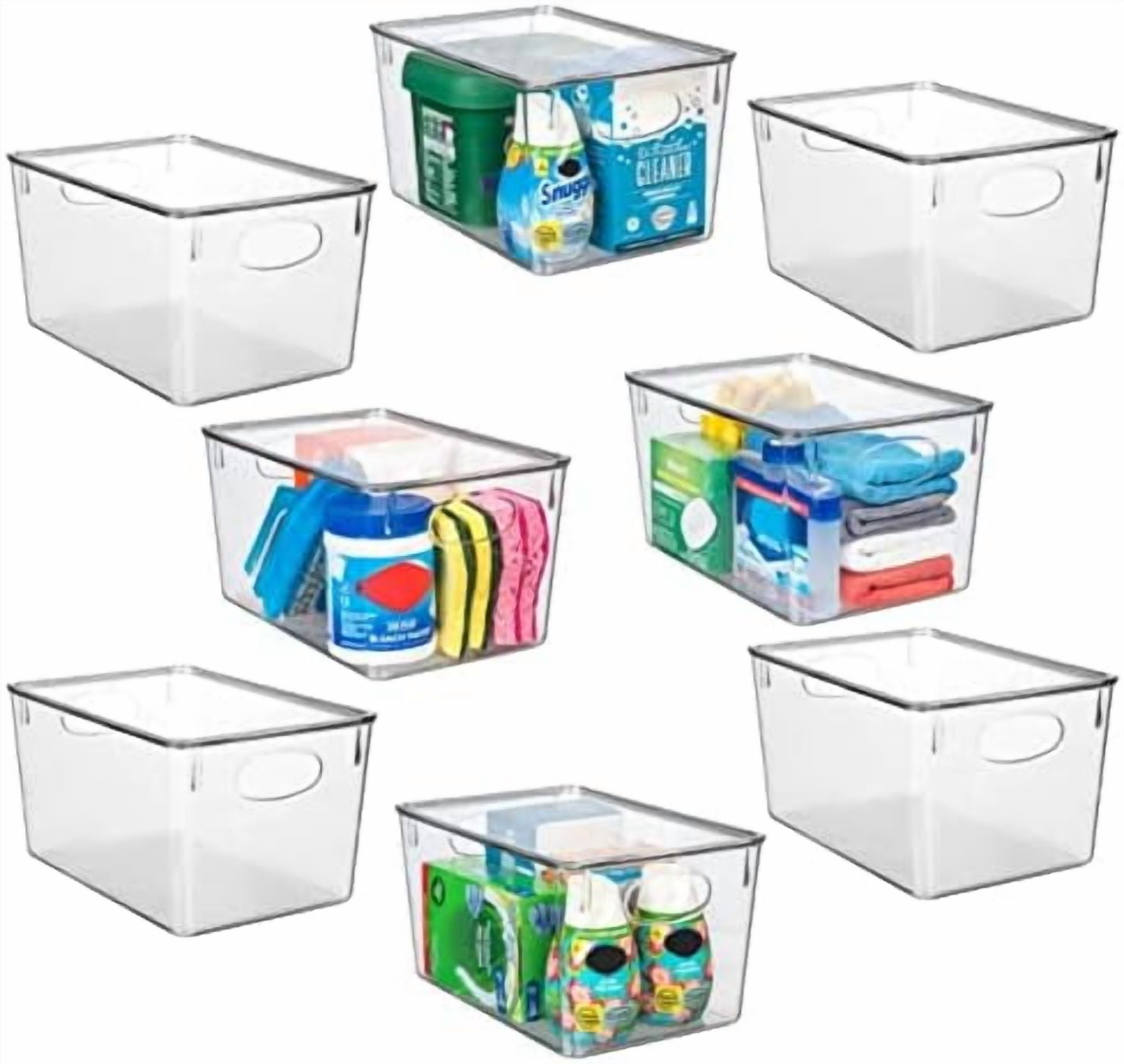 Plastic Storage Bins With lids, 8 Pack – Perfect Pantry Organization ...