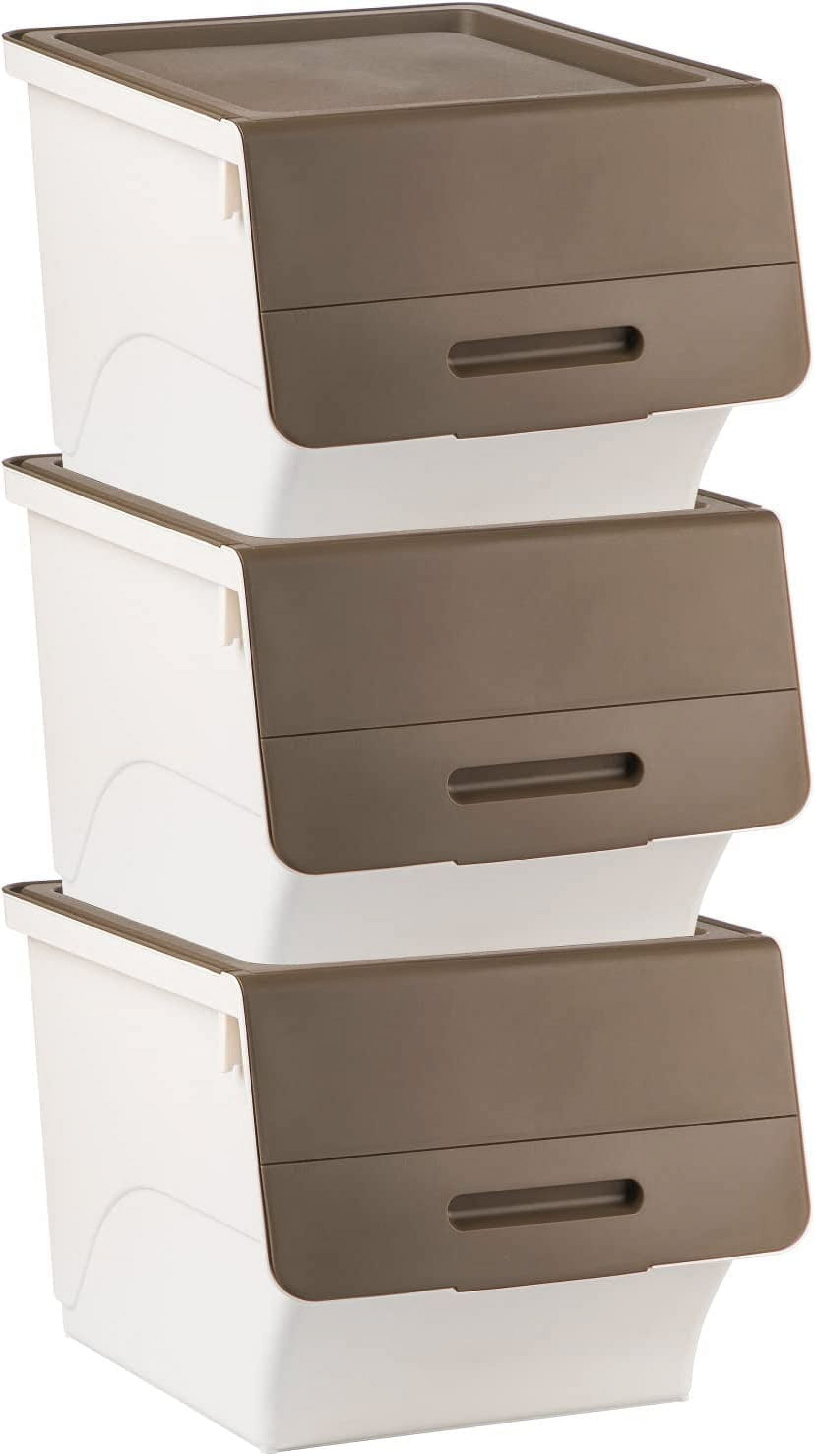 Plastic Storage Bins with Lids, Stackable Bins for Organizing Food ...
