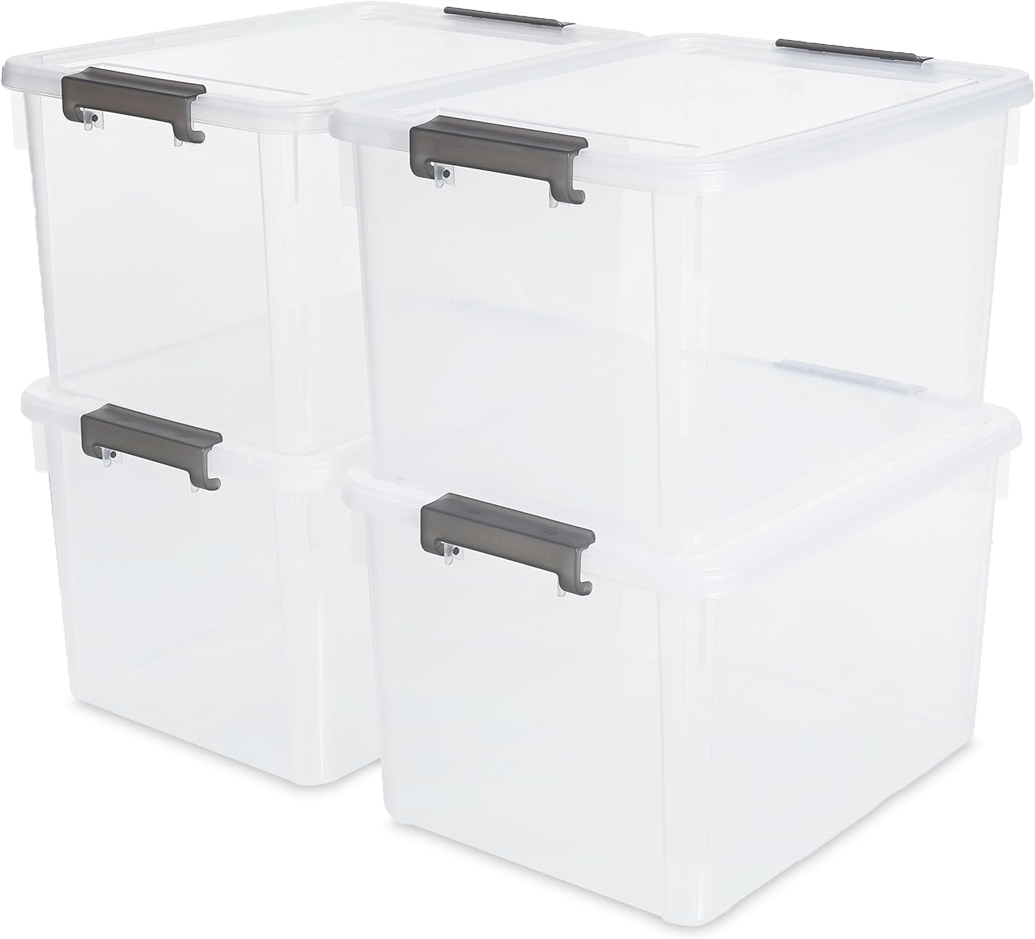 Plastic Storage Bins with Lids,Stackable Storage Box for Organizing ...