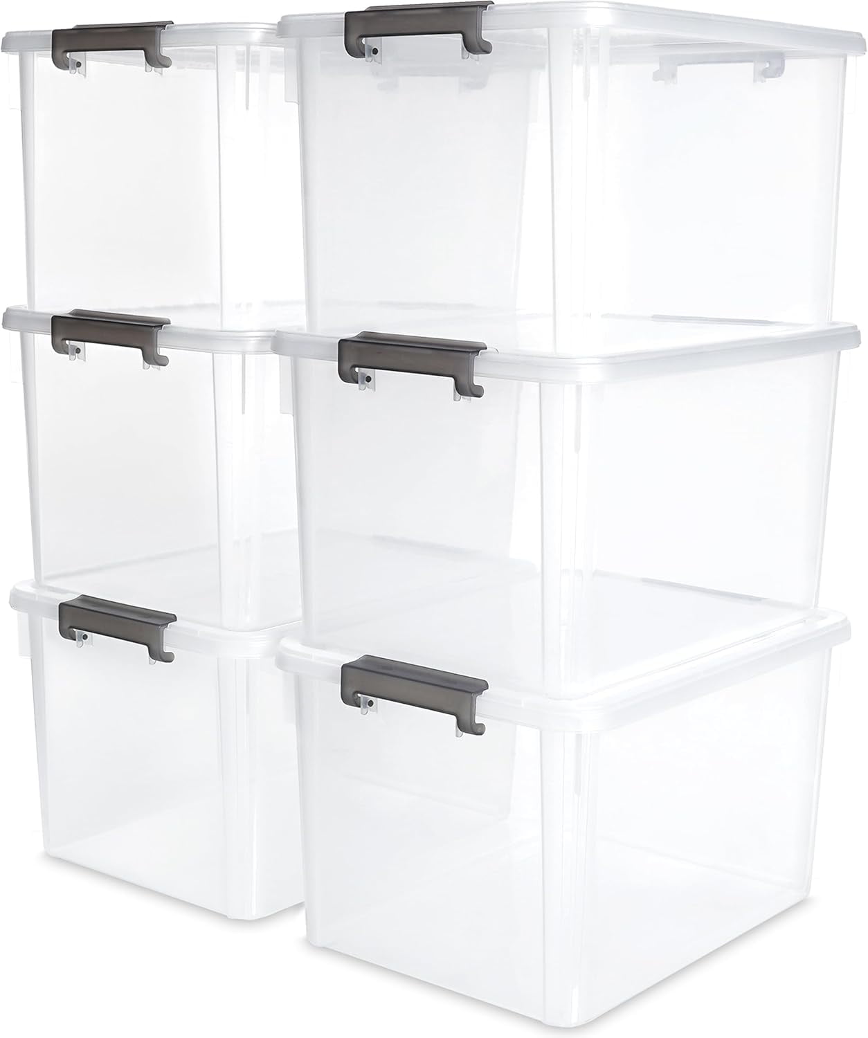 Plastic Storage Bins with Lids,Stackable Storage Box for Organizing ...