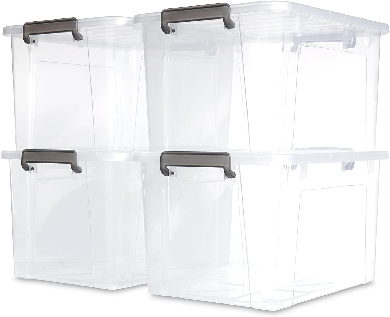 Plastic Storage Bins with Lids,Stackable Storage Containers for ...