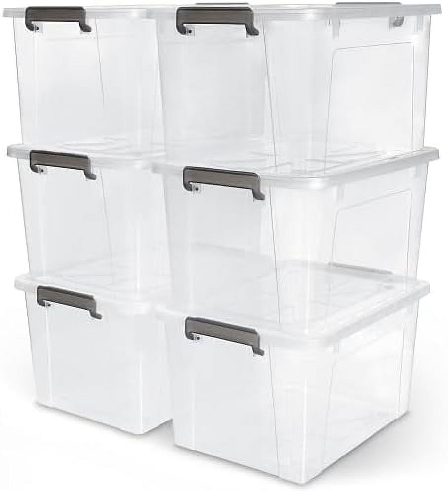 Plastic Storage Bins with Lids,Stackable Storage Containers for ...