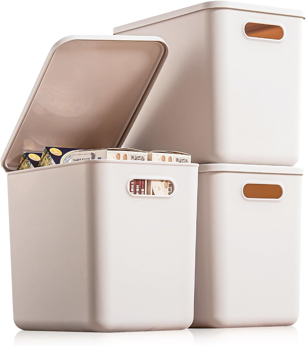 Plastic Storage Bins with lids,Storage Baskets,Container with handle ...