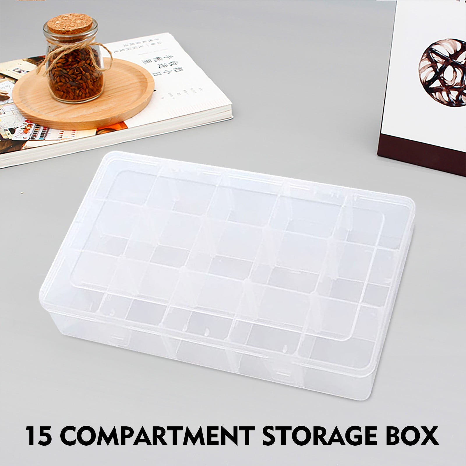 Plastic Storage Box 15 Compartment Organizer, Removable Divider ...
