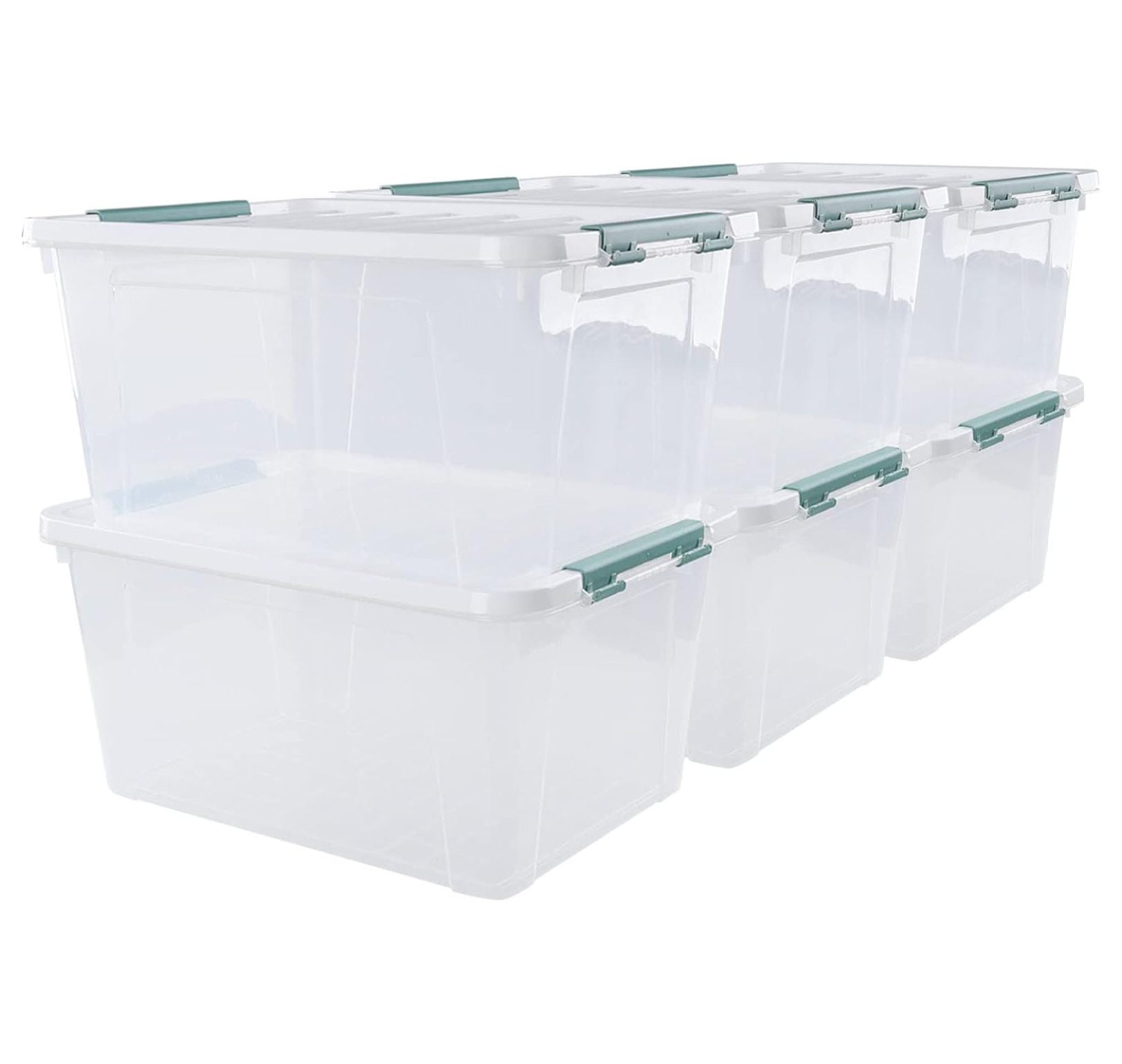 Plastic Storage Box, 35 Quart, Pack of 6, Large Clear Plastic Bins ...