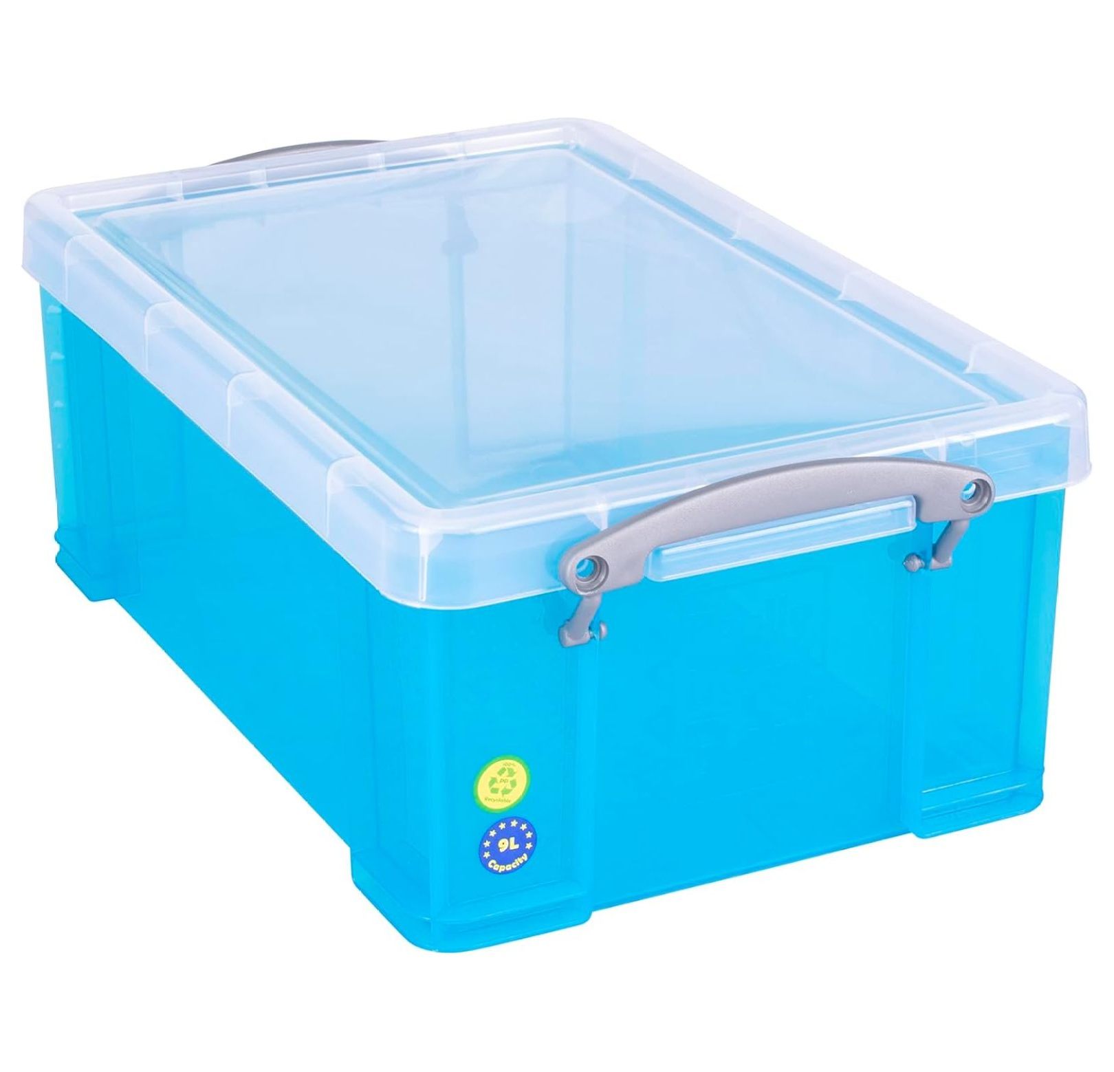 Plastic Storage Box 9 Litre Trans Blue Transparent Bright Blue ...