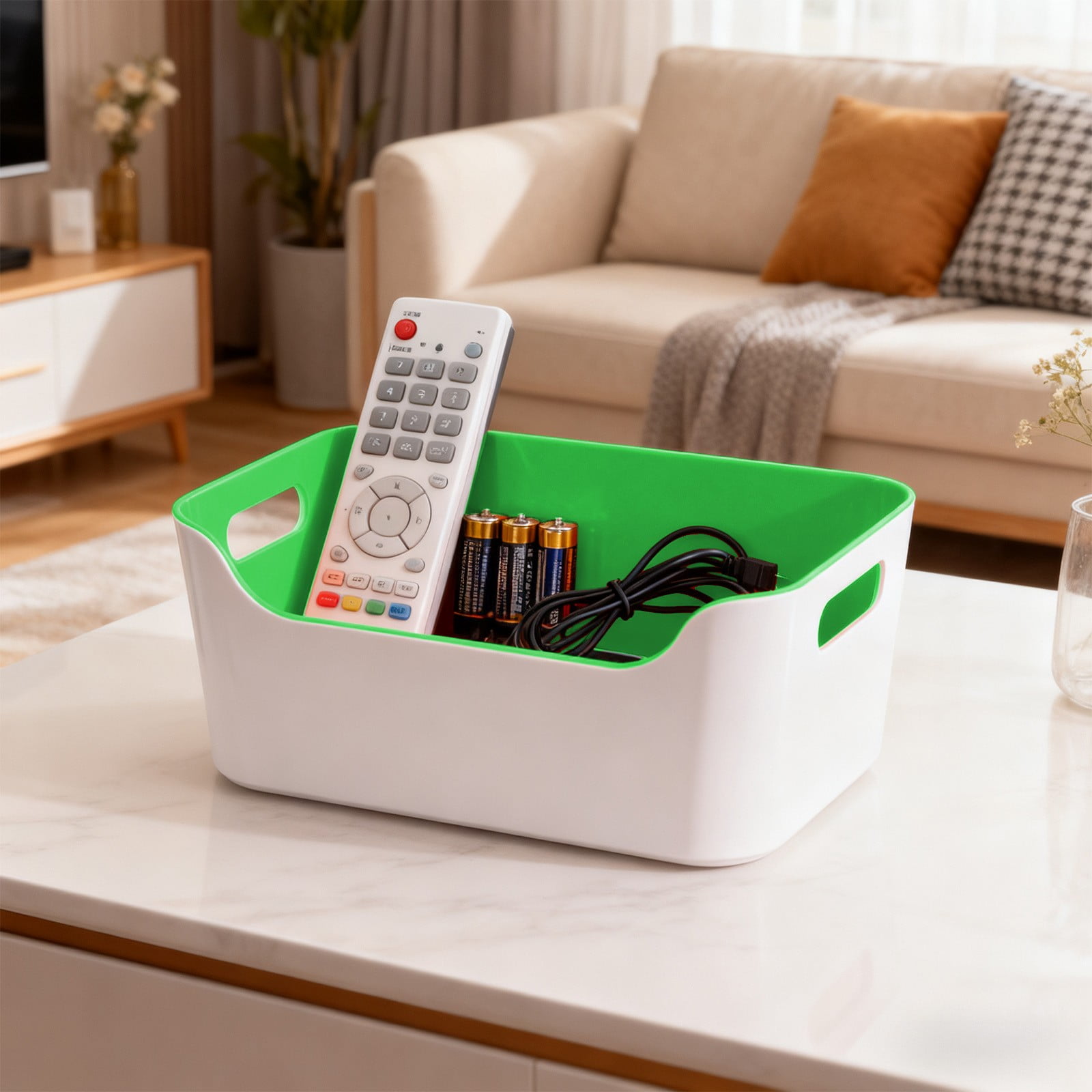 Plastic Storage Box, Concave Opening Storage Bin with Hole Handle ...