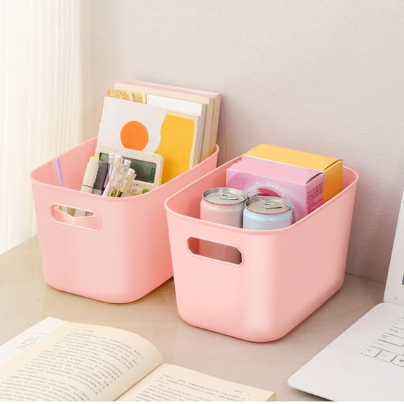 Plastic Storage Box Set of 4 Large Capacity Bins with Handles for ...