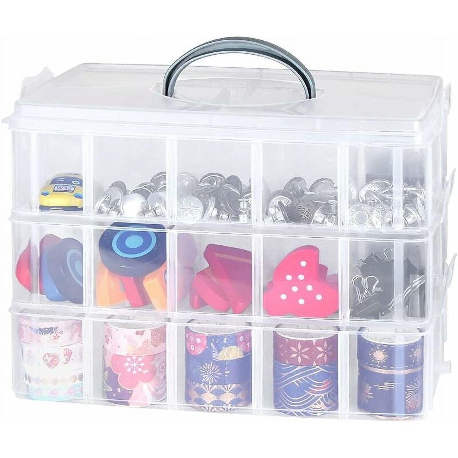 Plastic Storage Box, Transparent Storage Box, 3 Stackable Plastic Tiers ...