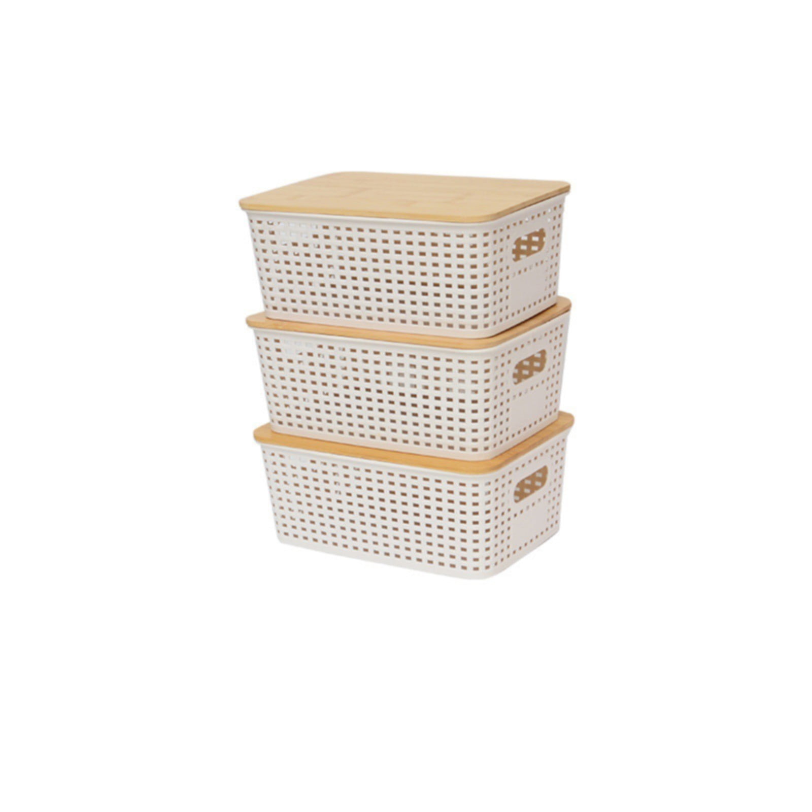 Plastic Storage Box With Lid Stackable Box Basket Pantry Decorative ...