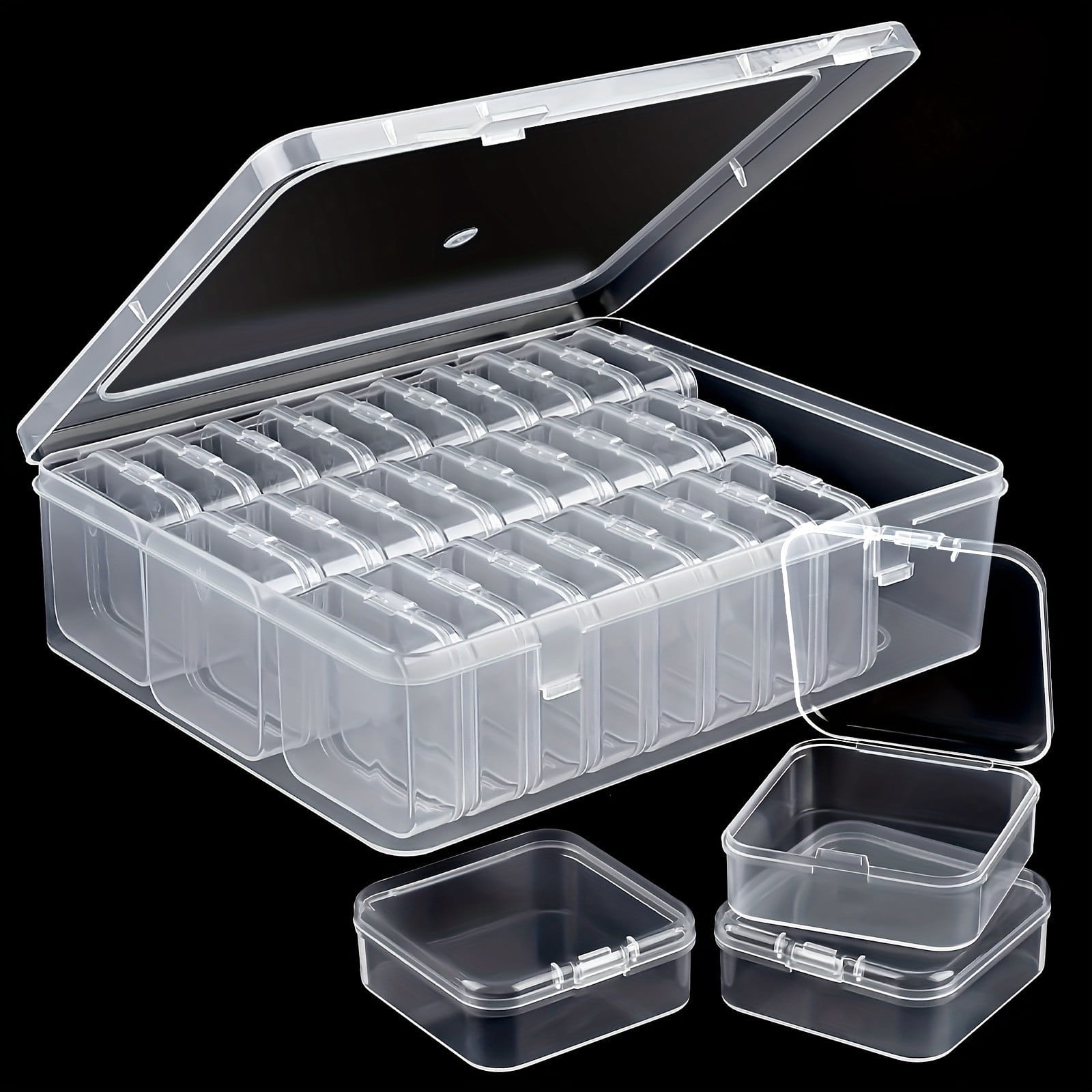 Plastic Storage Box with 30 Compartment Organizer, Clear Small ...