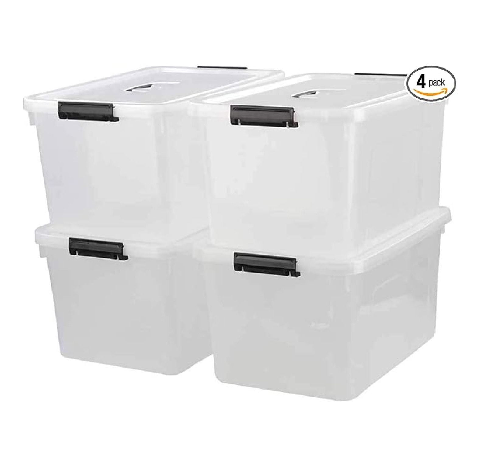 Plastic Storage Boxes 17.5L, Clear Storage Bins with Lids - 4 Pack ...