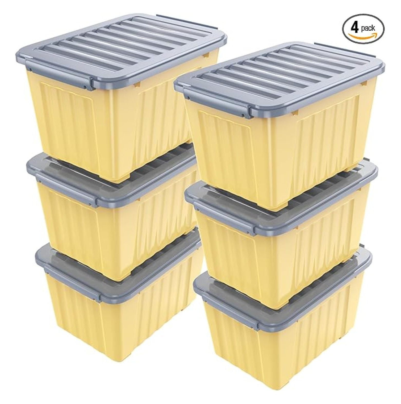 Plastic Storage Boxes 72 Quart, 6 Pack - Stackable Containers with Lids ...