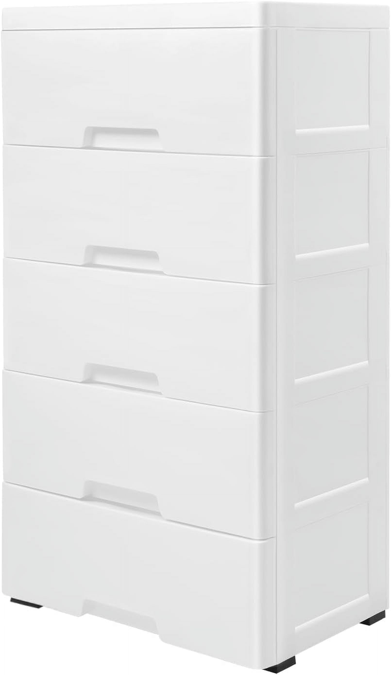 Plastic Storage Cabinet, 5 Drawer Bedroom Drawers Chest Closet with ...