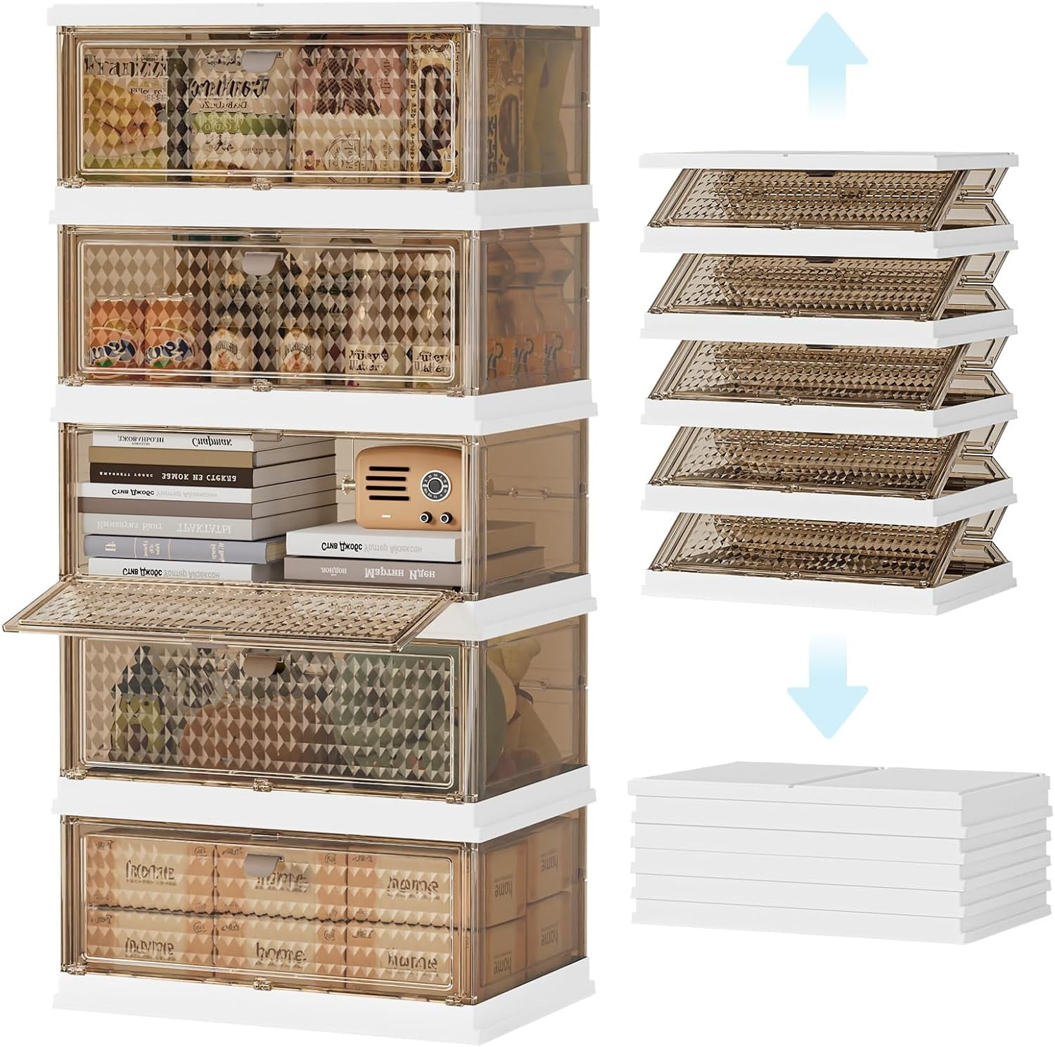 Plastic Storage Cabinet with Magnetic Doors, 5 Tier Floor Kitchen ...