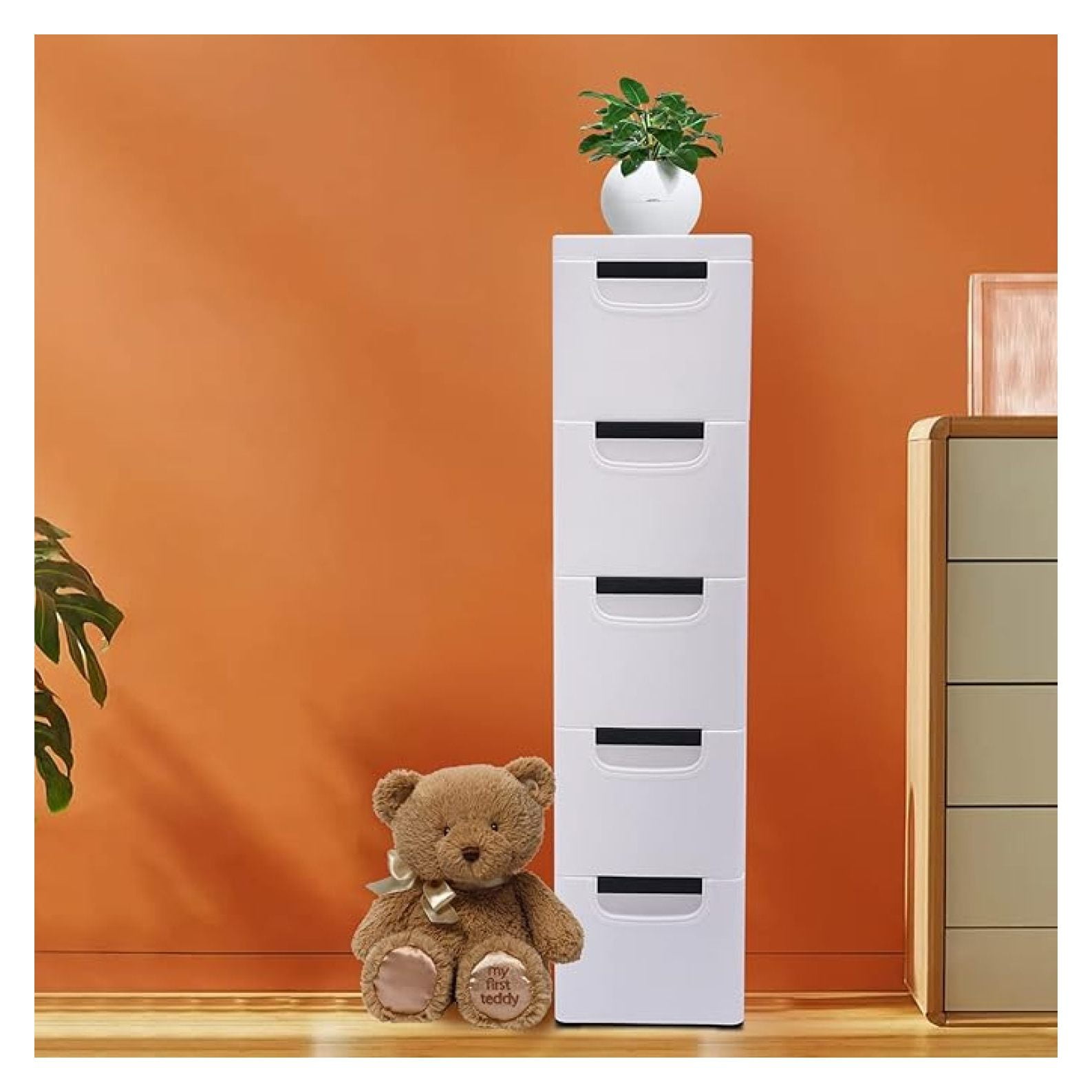 Plastic Storage Cabinet Stackable Storage Cart 5 Drawer Containers ...