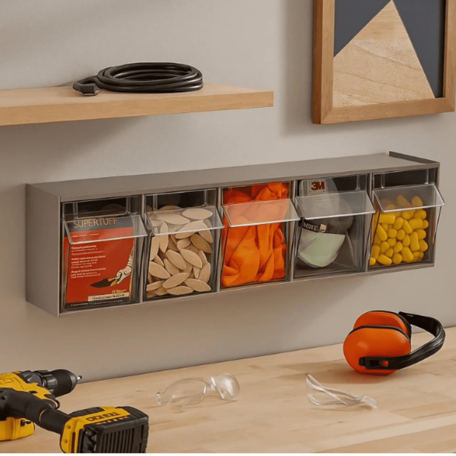 Plastic Storage Cabinet with 5 Tilt Out Bins, Horizontal Plastic Parts ...