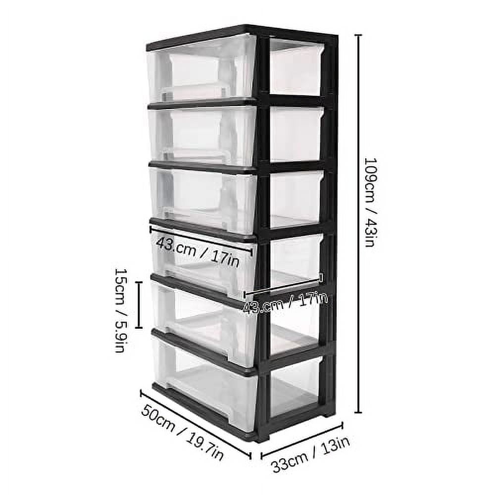 Plastic Storage Cart, 6-Drawer Rolling Storage Cart,Multipurpose ...