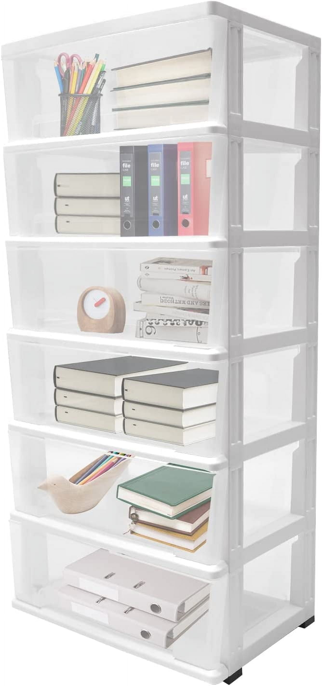 Plastic Storage Cart, 6-Drawer Rolling Storage Cart,Multipurpose ...