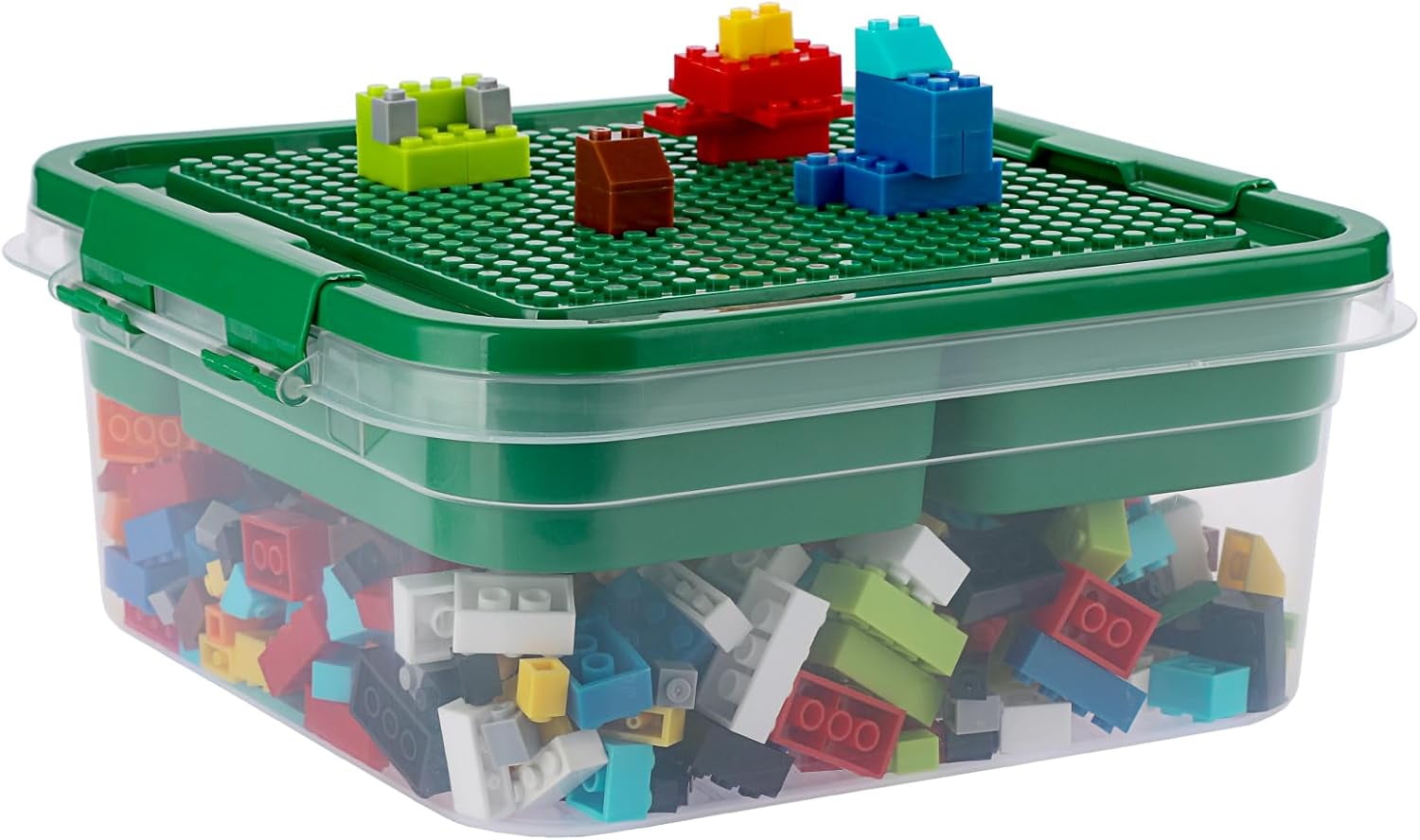 Plastic Storage Container with Bricks Baseplate Lid for Building Blocks ...
