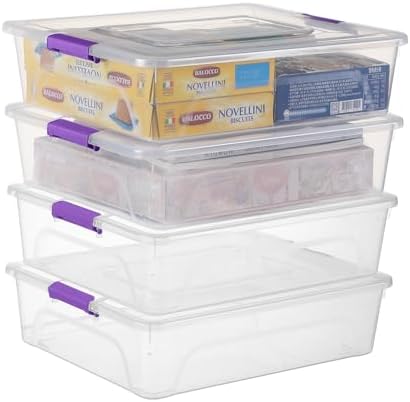 Plastic Storage Containers Clear Craft Storage Bins with Grey Handle ...