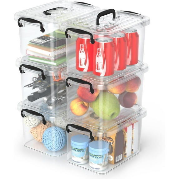 Plastic Storage Containers with Lids - 6 Pack 6 Quart Clear Storage ...
