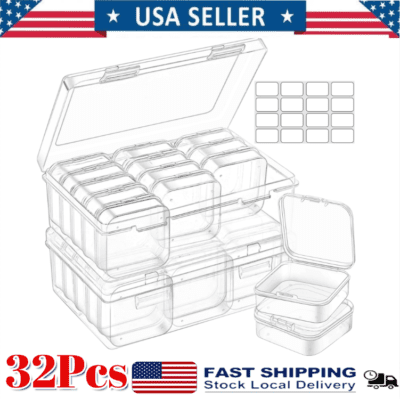 Plastic Storage Containers Mini Cases Clear Storage Boxes with Hinged ...