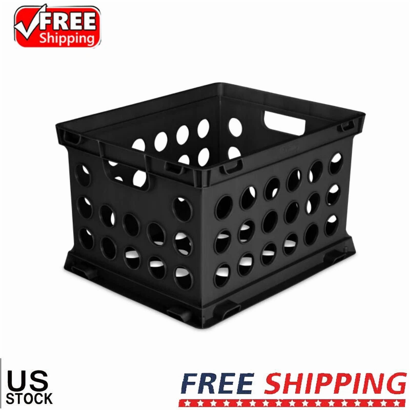 Plastic Storage Crate Bin Organizer File Box Organization With Handles ...