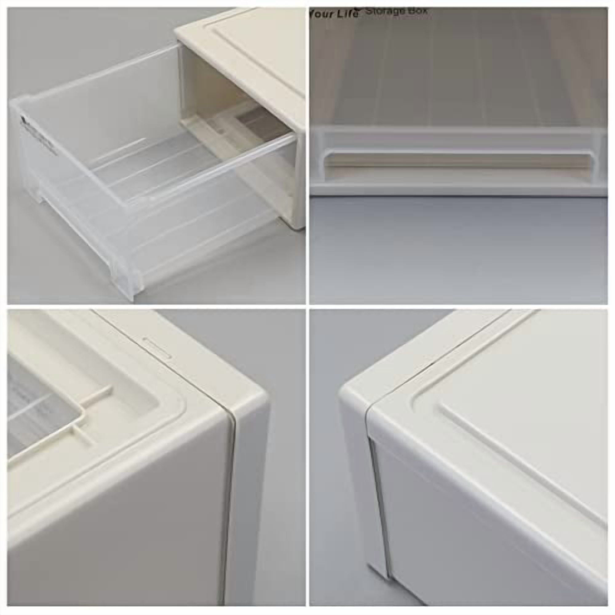 Plastic Storage Drawer Unit, Stacking Storage Bin, 2 Packs, 17.8 Quart ...