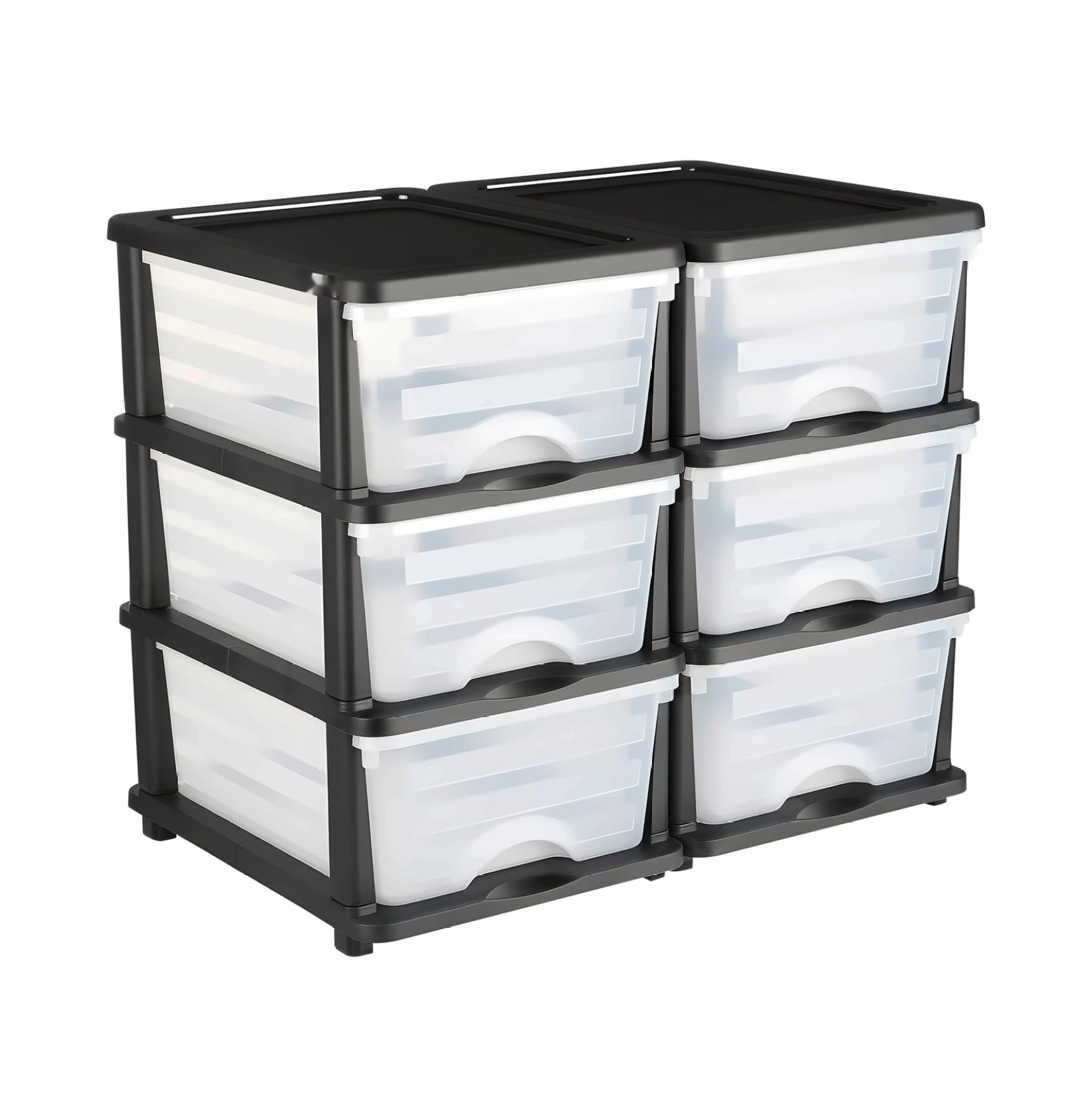 Plastic Storage Drawers 2 Pack, 6 Drawer Organizer for Closet, Office ...