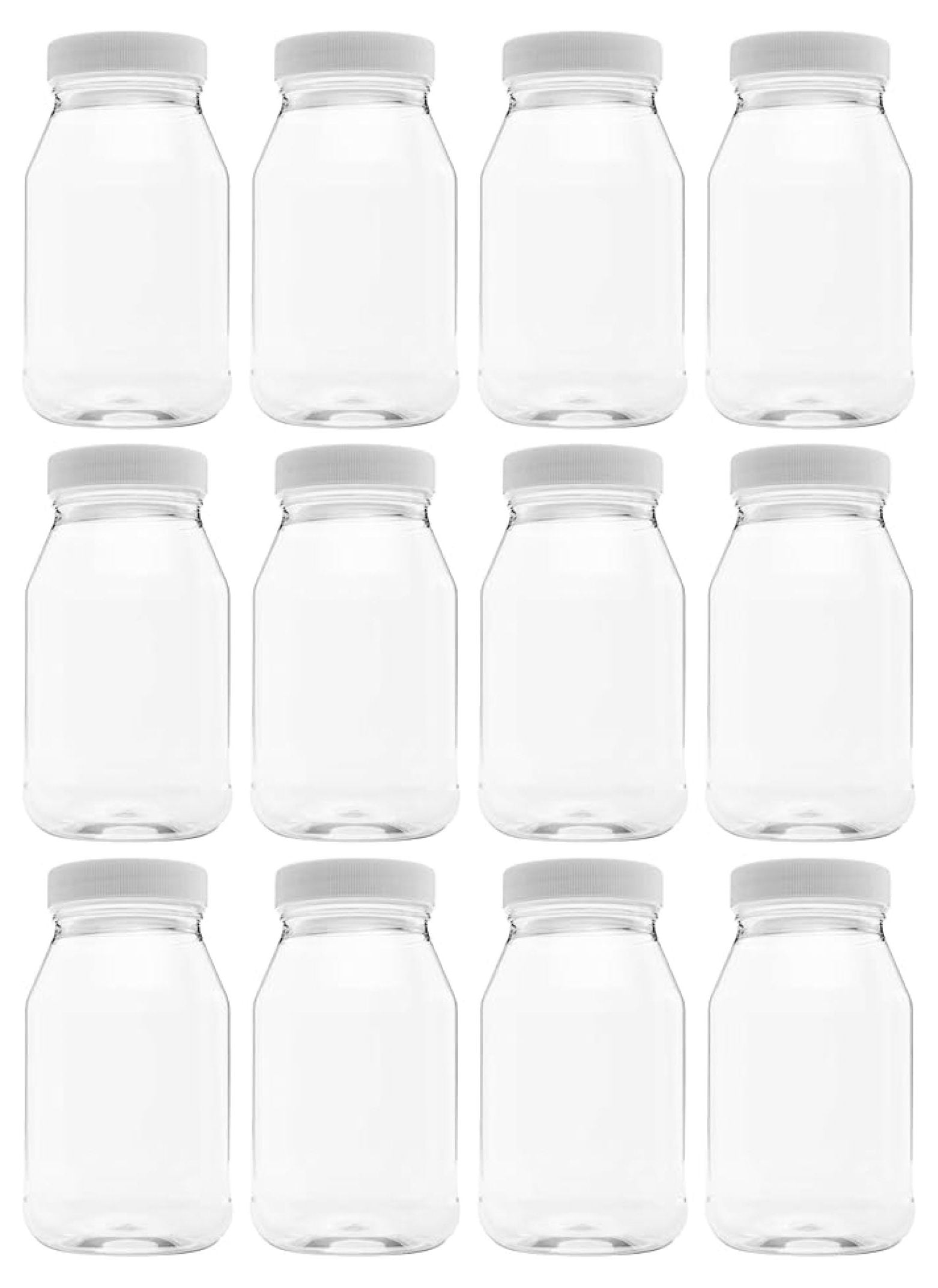 Plastic Storage Jars 32oz - 12 Pack - Leak Proof Lids - BPA Free ...