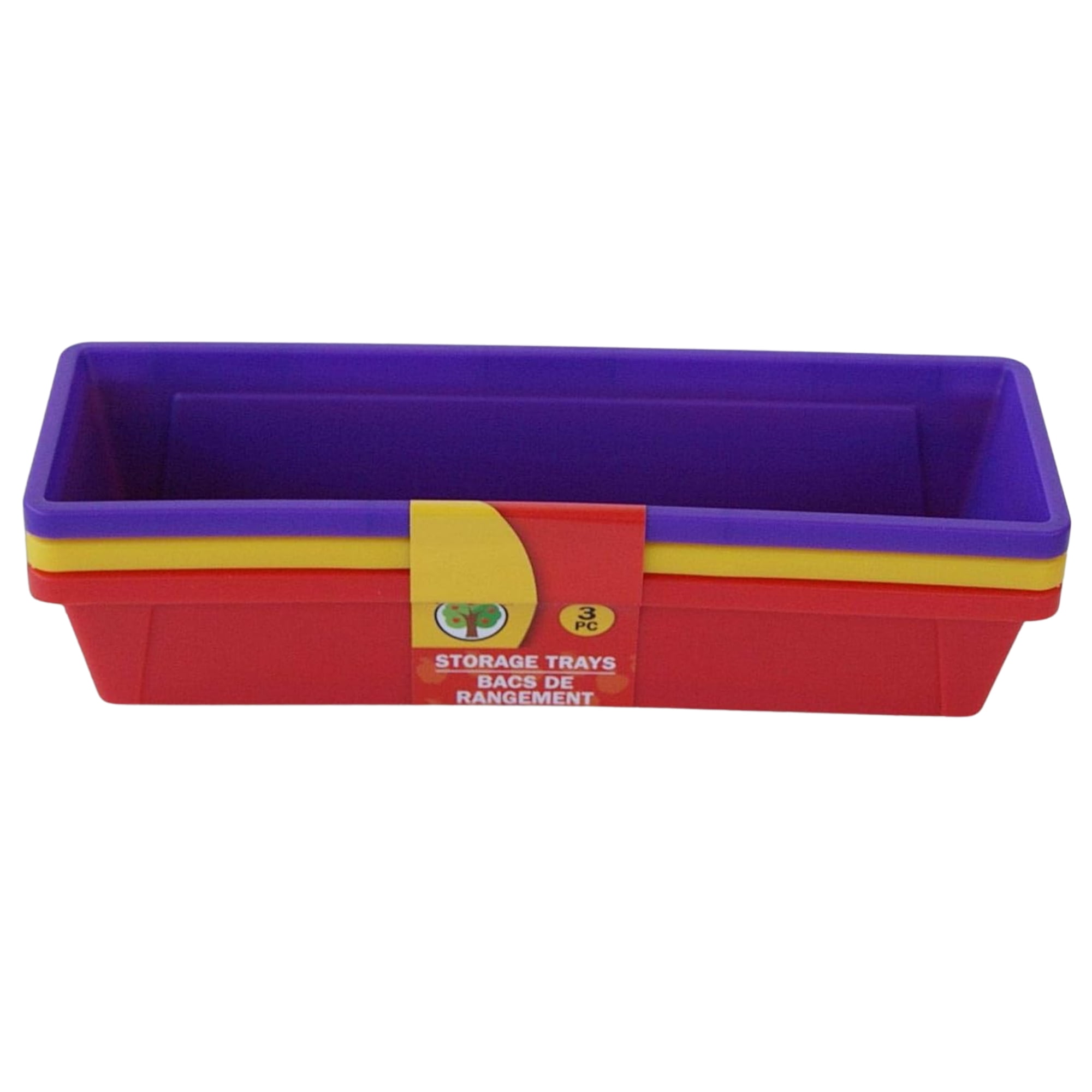 Plastic Storage Trays 3Pcs Colorful Classroom Storage Bins Letter Size ...