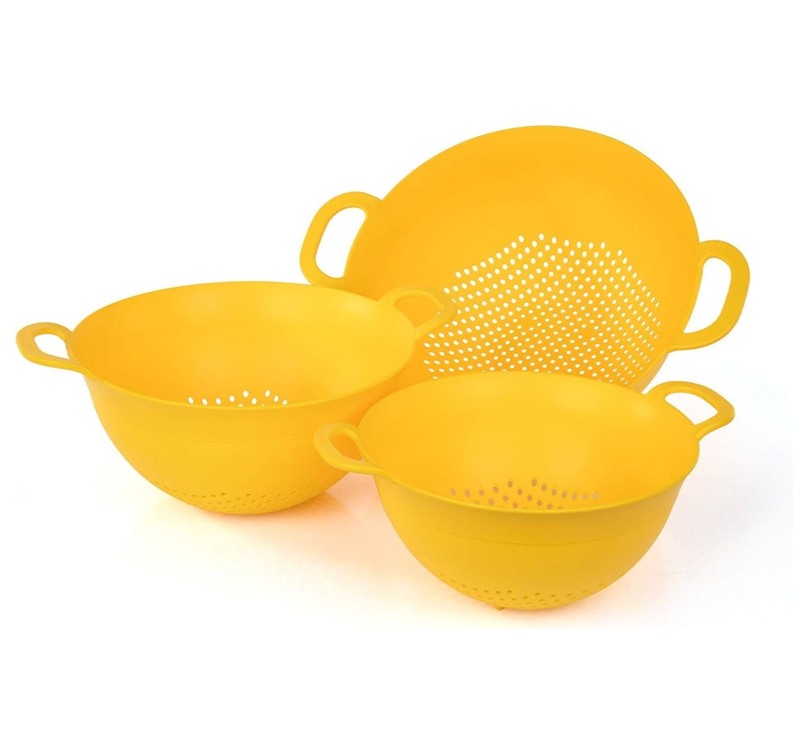Plastic Strainer Coers Set: 3, 3.5 and 5 Quart (Yellow) Double Strong ...