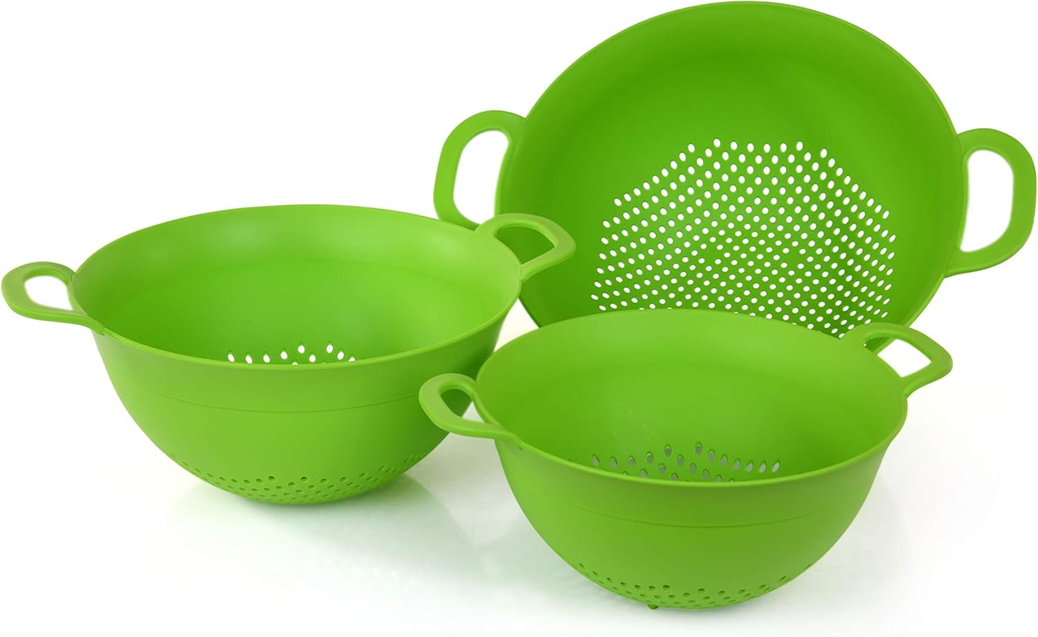 Plastic Strainer Colanders Set: 3, 3.5 and 5 Quart Double Strong ...