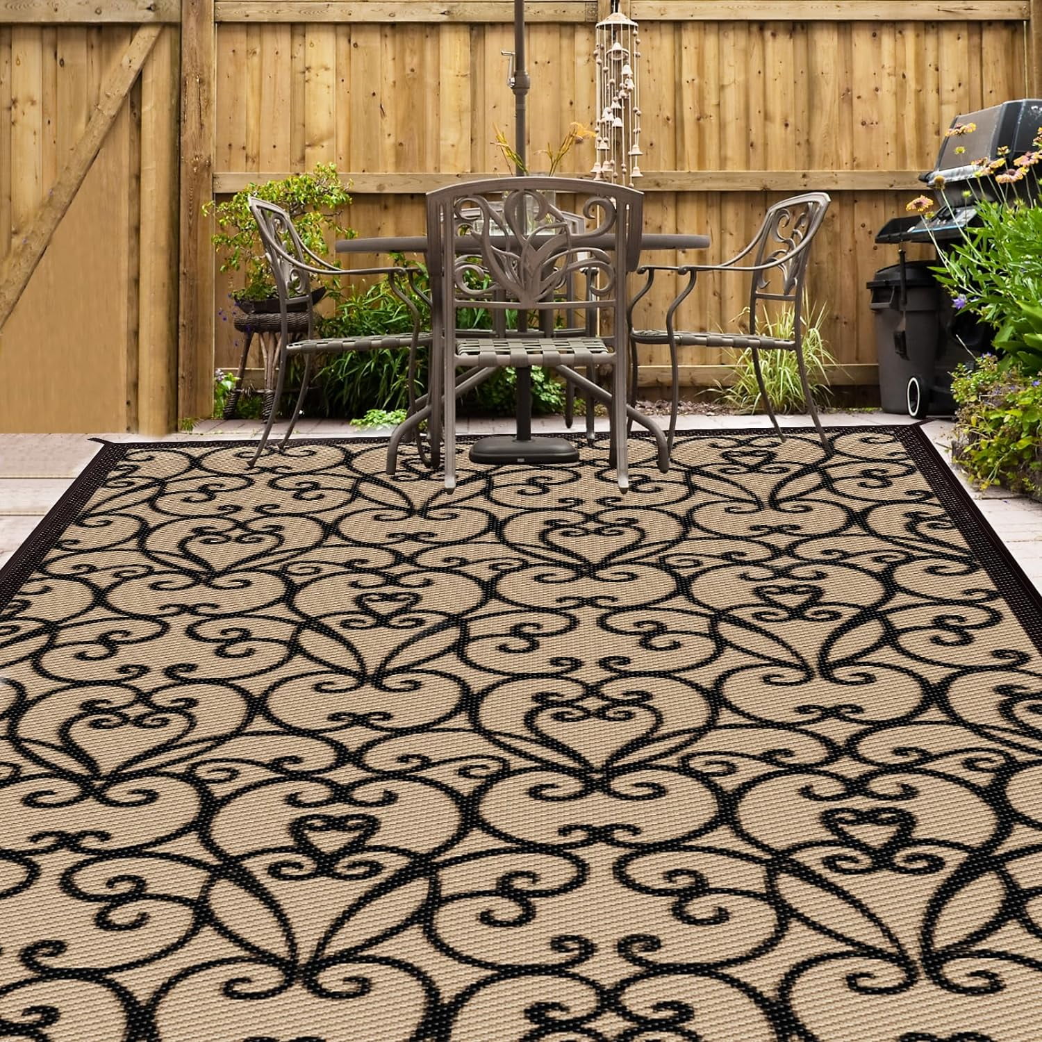 Plastic Straw Reversible Area Rug, 5x8ft, Green Leaf, Waterproof ...