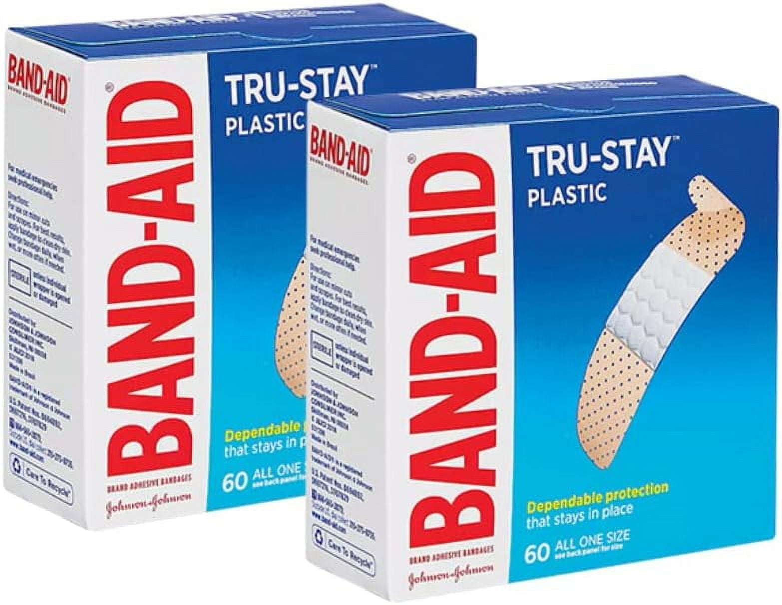 Plastic Strips Adhesive Bandages, All One Size, 60 Ct (Pack Of 2 ...