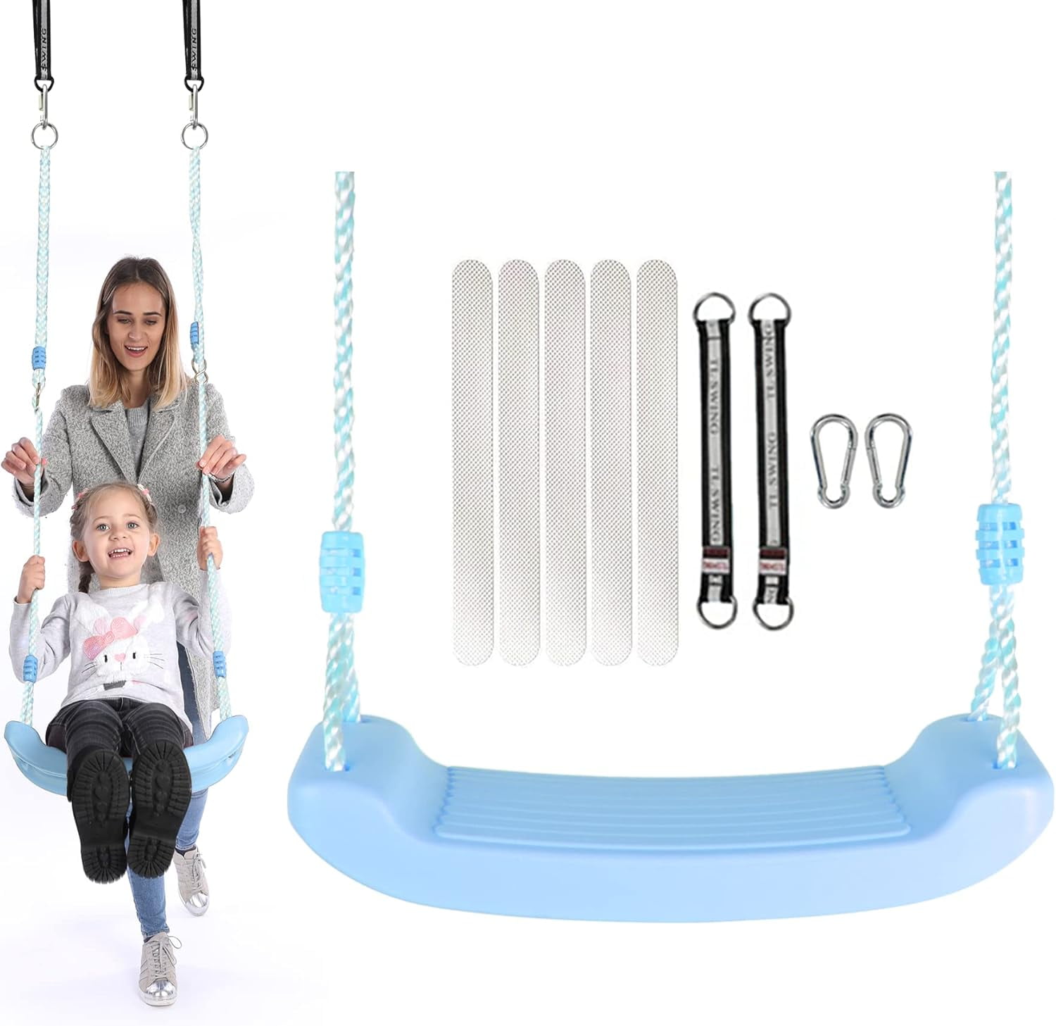 Plastic Swing Seat,Kids Swing Seat with 6.6ft Adjustable Rope and 2 ...