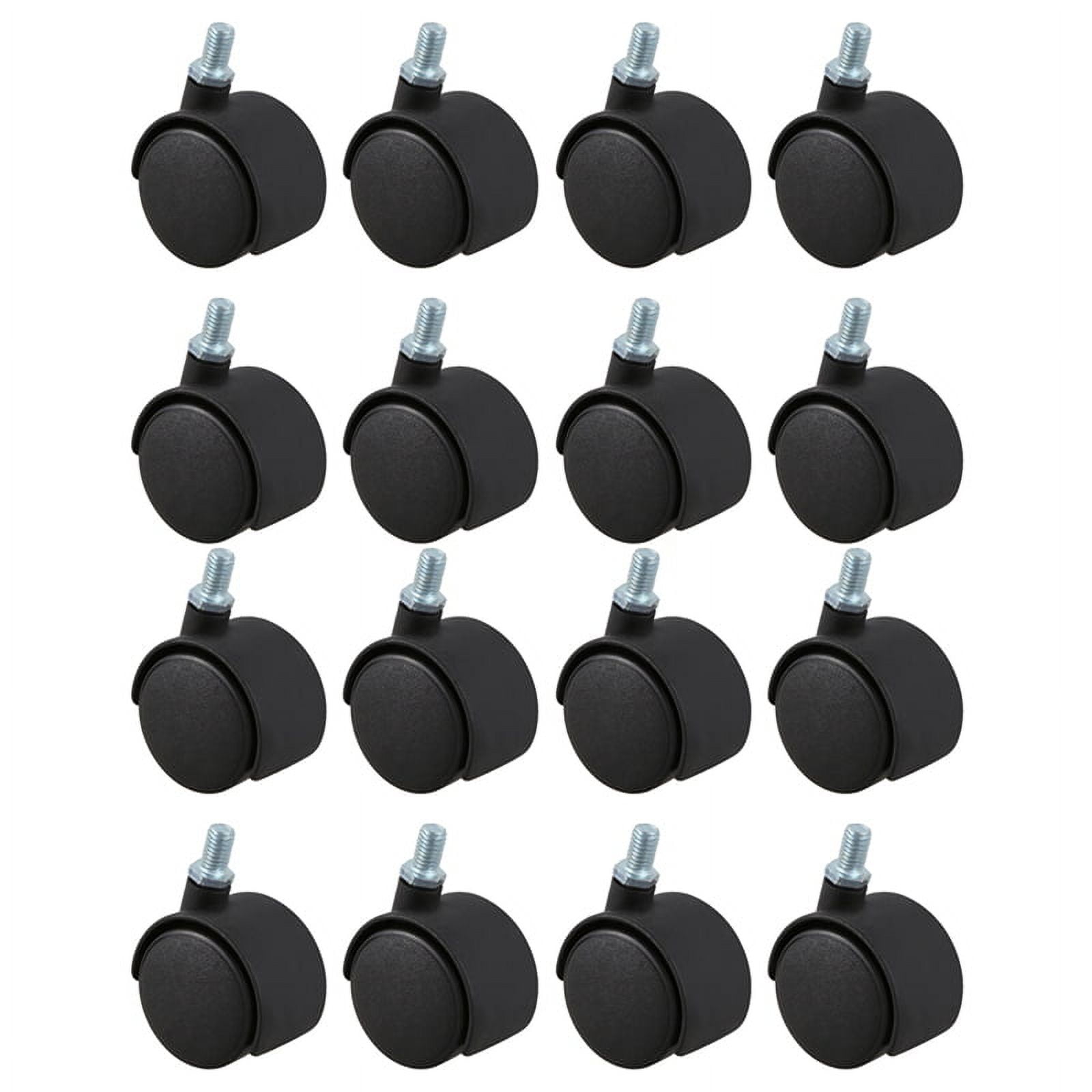 Plastic Swivel Caster 8mm Screw Stem 1.5-Inch Dia Wheel 16 Pcs Black ...