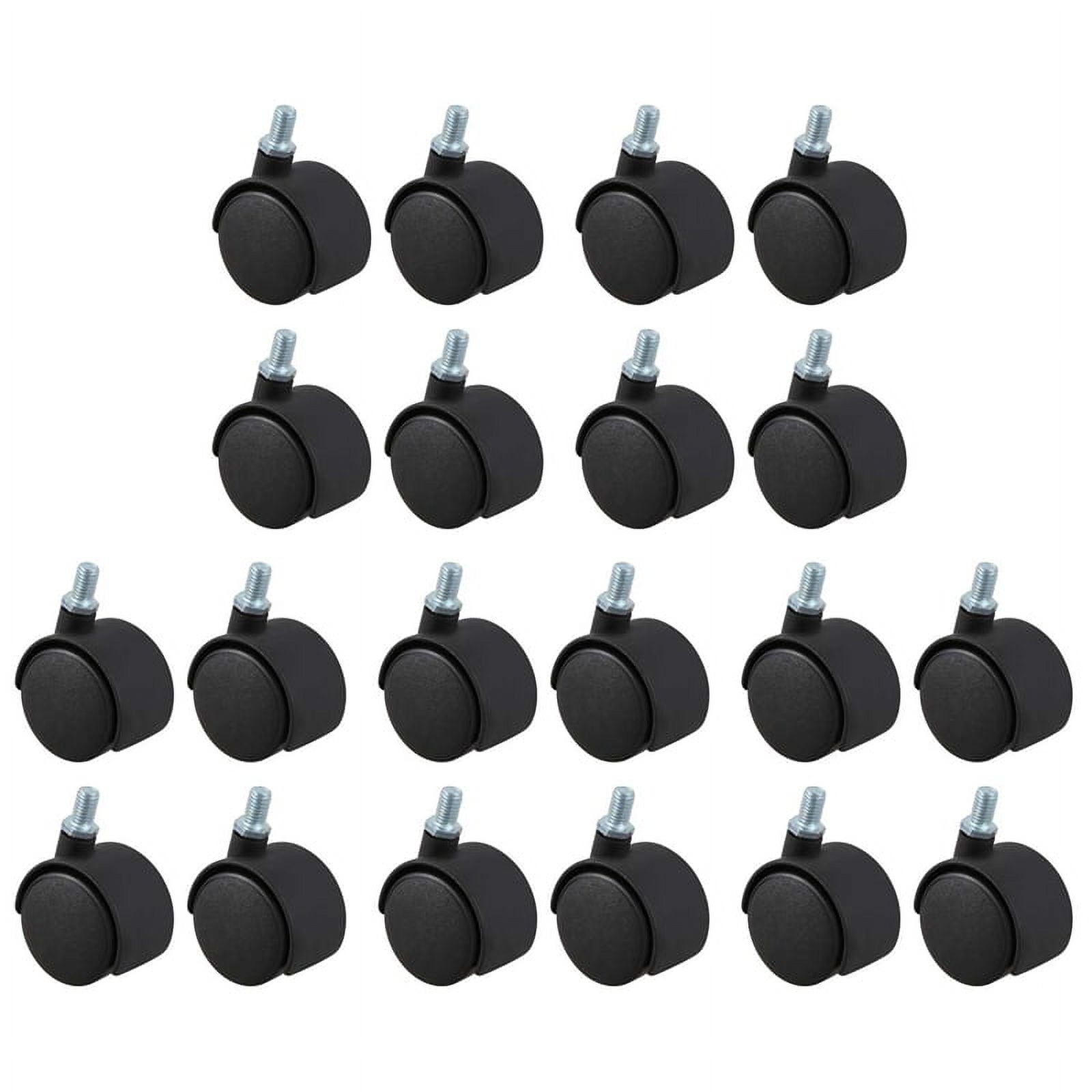 Plastic Swivel Caster 8mm Screw Stem 1.5Inch Dia Wheel 20 Pcs Black ...