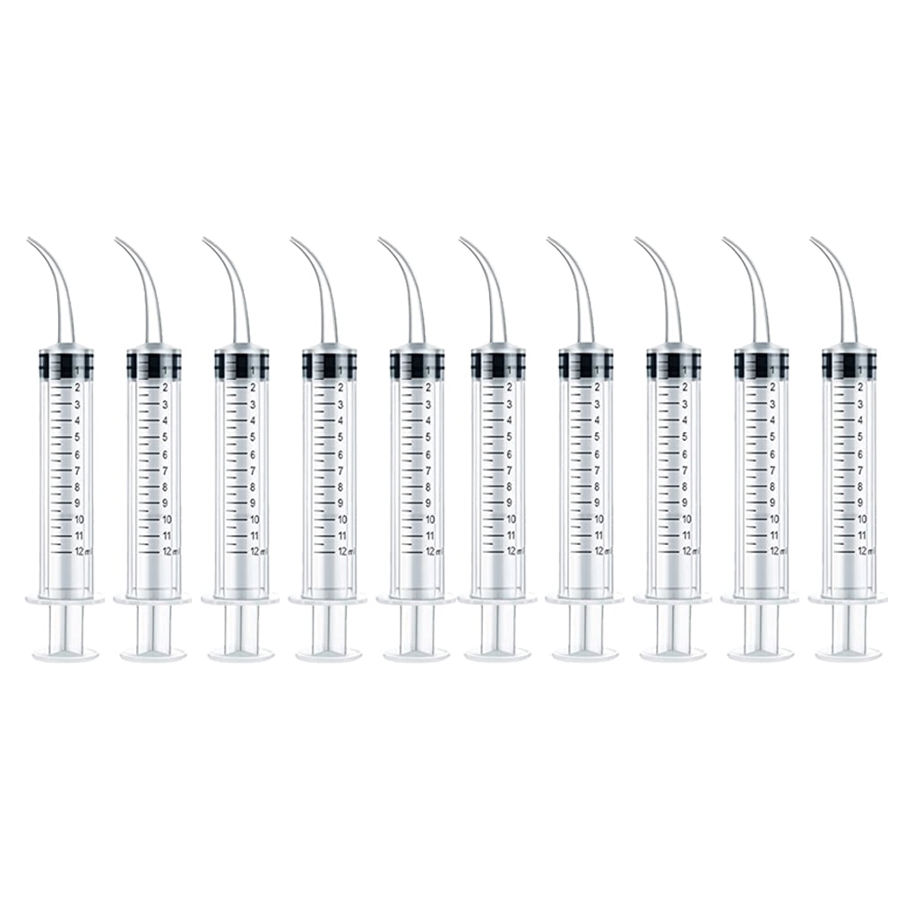 Plastic Syringes Set 12ml Curved Straight Tip Syringe Easy to Use ...