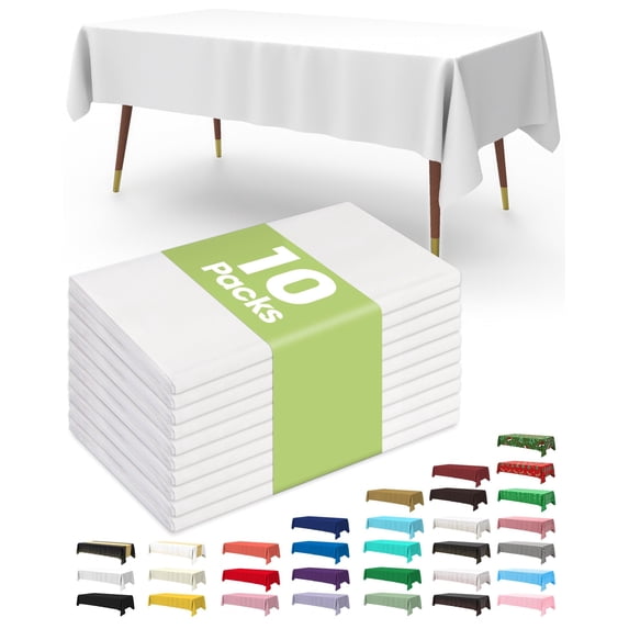 Plastic Table Cloth 10 Pack, 54 x 108 Inch Disposable Table Cloths for ...