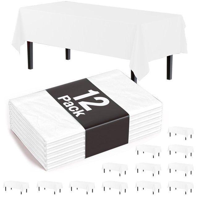 Plastic Table Cloth 12 Pack, Disposable Tablecloths Party Table Covers ...