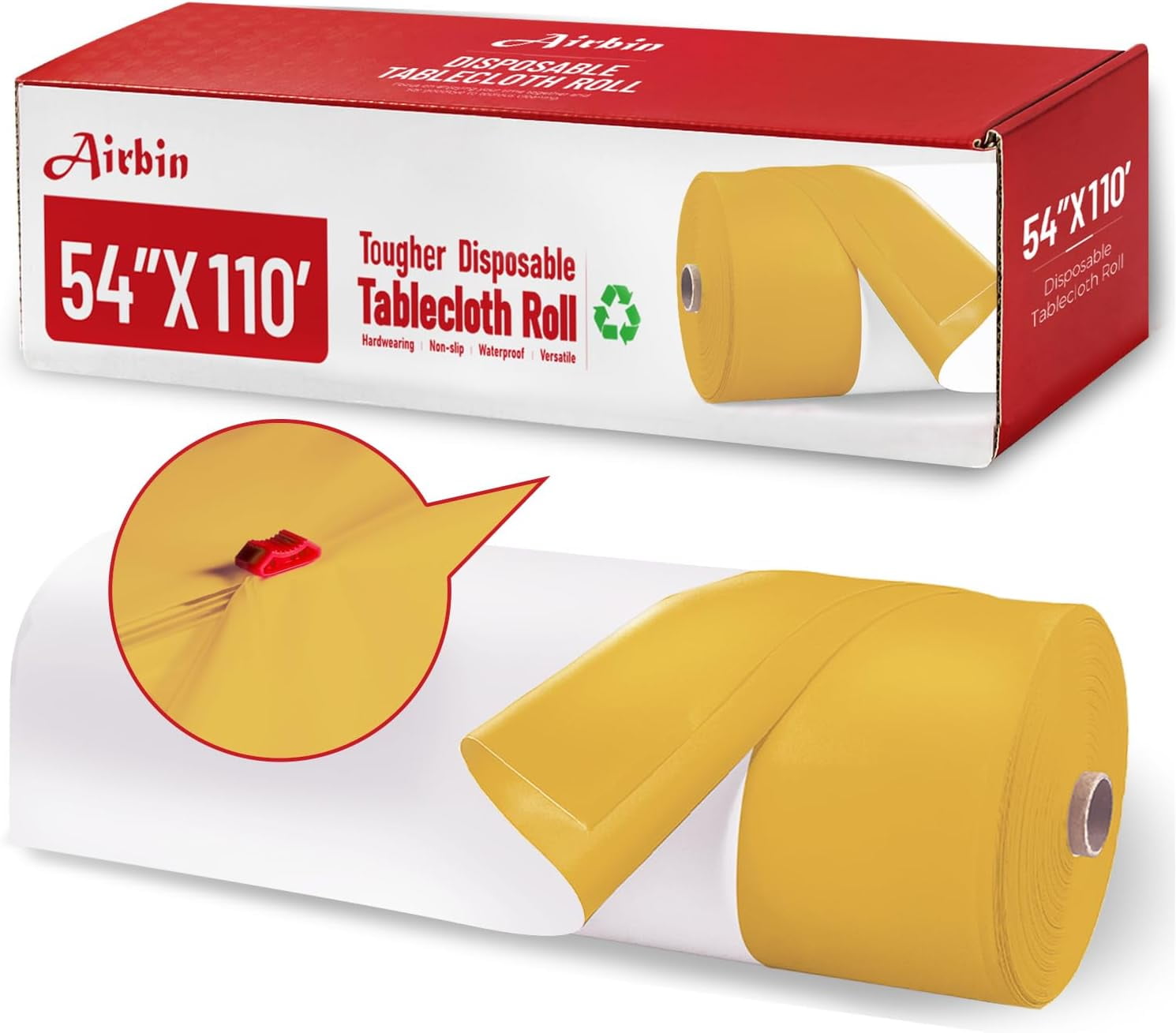 Plastic Table Cloth, 310 Ft X 54 In Disposable Tablecloth White Gold ...