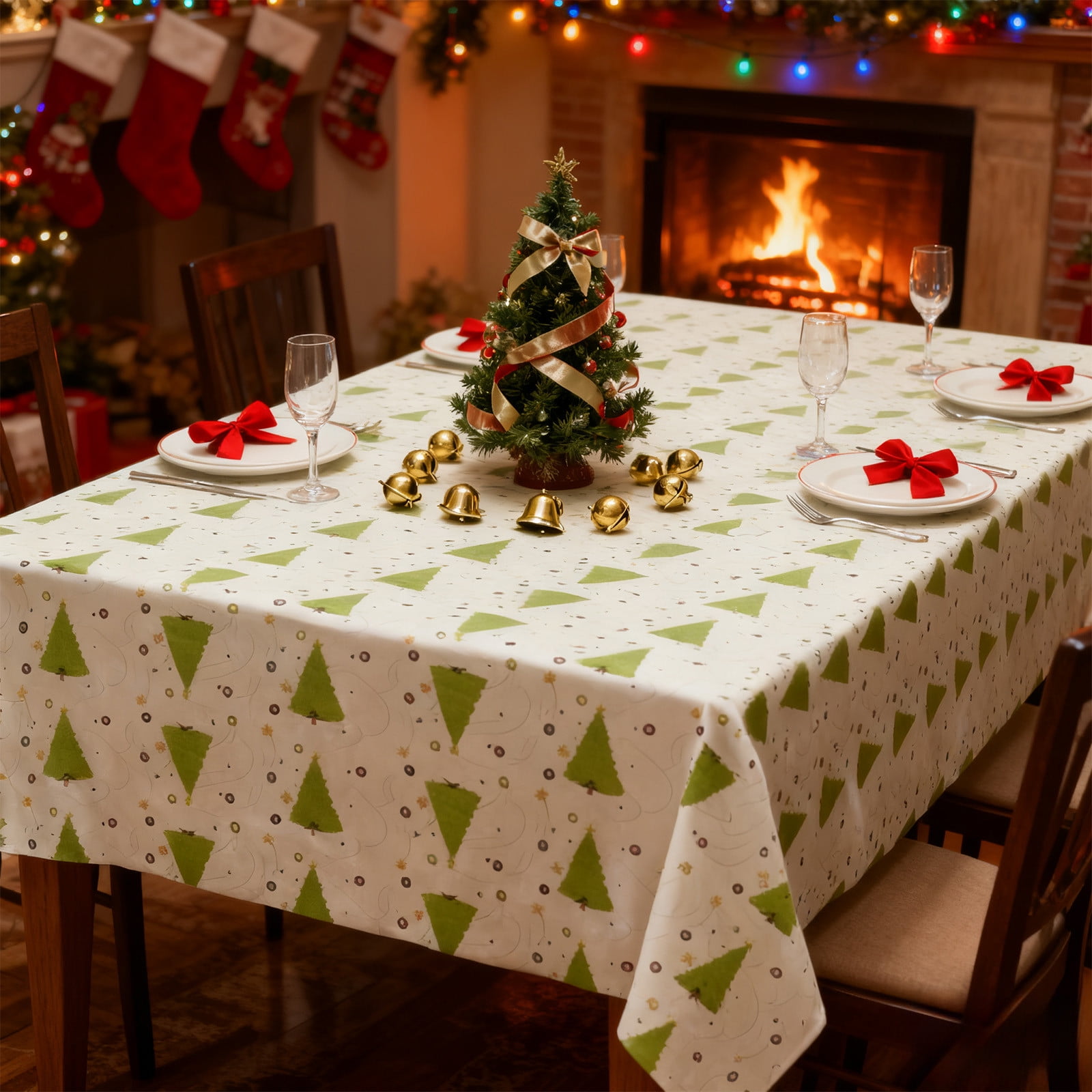 Plastic Table Cloth Christmas Tablecloth Snowflake Party Decoration ...