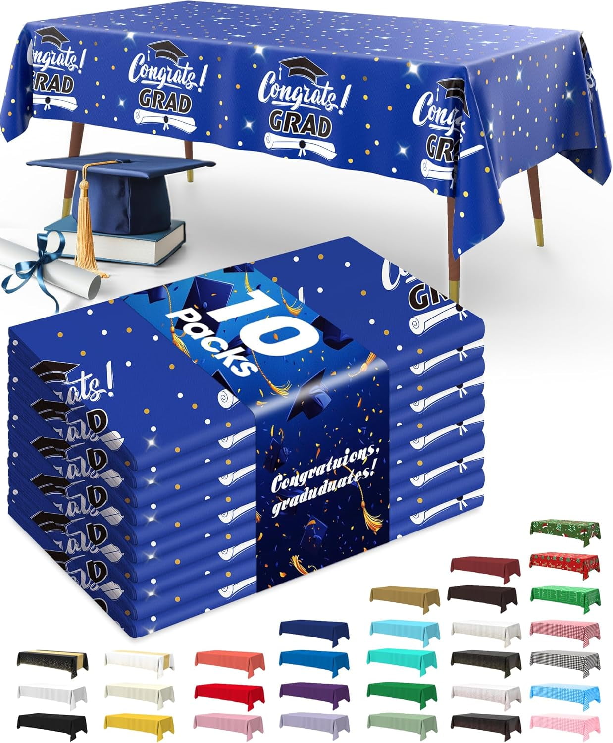 Plastic Table Cloth Disposable 10 Pack, 54 x 108 Inch Table Cloths ...