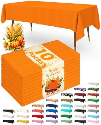 Plastic Table Cloth Disposable 10 Pack, 54 x 108 Inch Table Cloths ...
